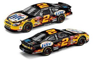 ..2002 Rusty Wallace 1/64th Miller Lite "Black Flames" RCCA hood open car